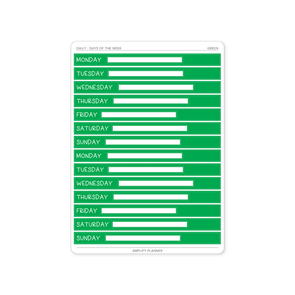 Days of The Week Stickers - Daily Layout | Amplify Planner