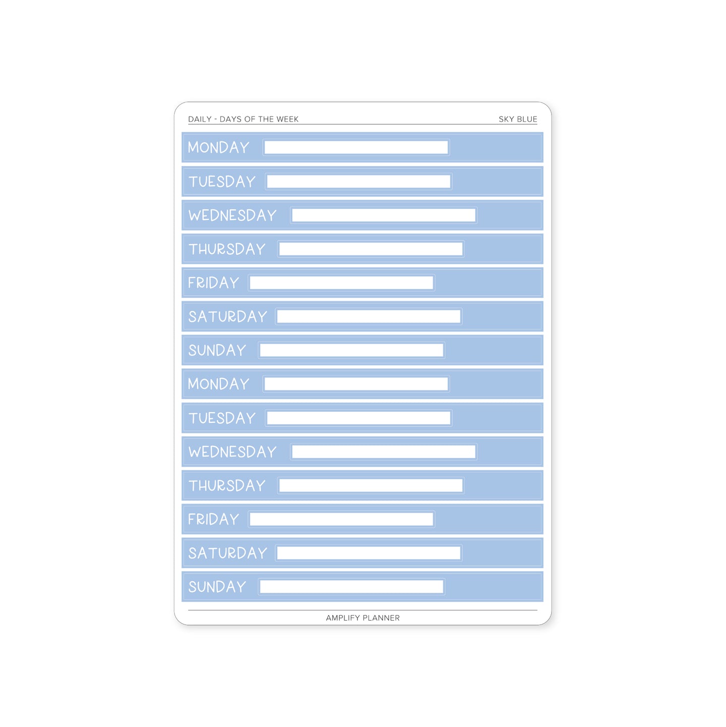 Days of The Week Stickers - Daily Layout | Amplify Planner