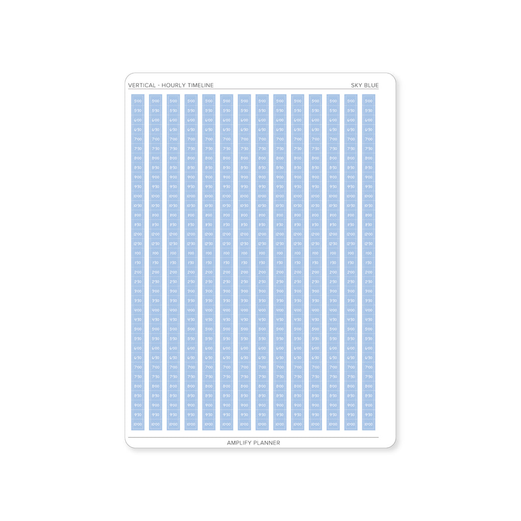 Hourly Timeline Stickers - Vertical Weekly Layout | Amplify Planner