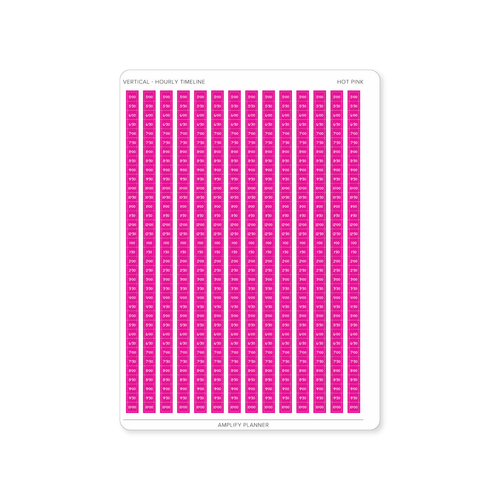 Hourly Timeline Stickers - Vertical Weekly Layout | Amplify Planner